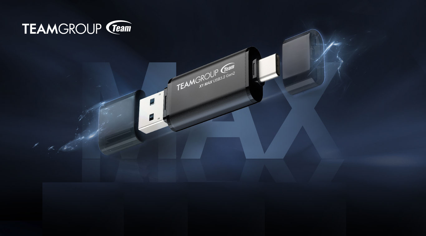 TEAM X1 MAX DRIVE 512GB BLACK USB 3.2 Gen2 External Solid State Flash Drive, Dual Interface Type ...